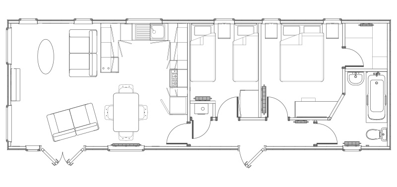 Prestige Acorn floor plan - Coastline Lodges and Static Caravans